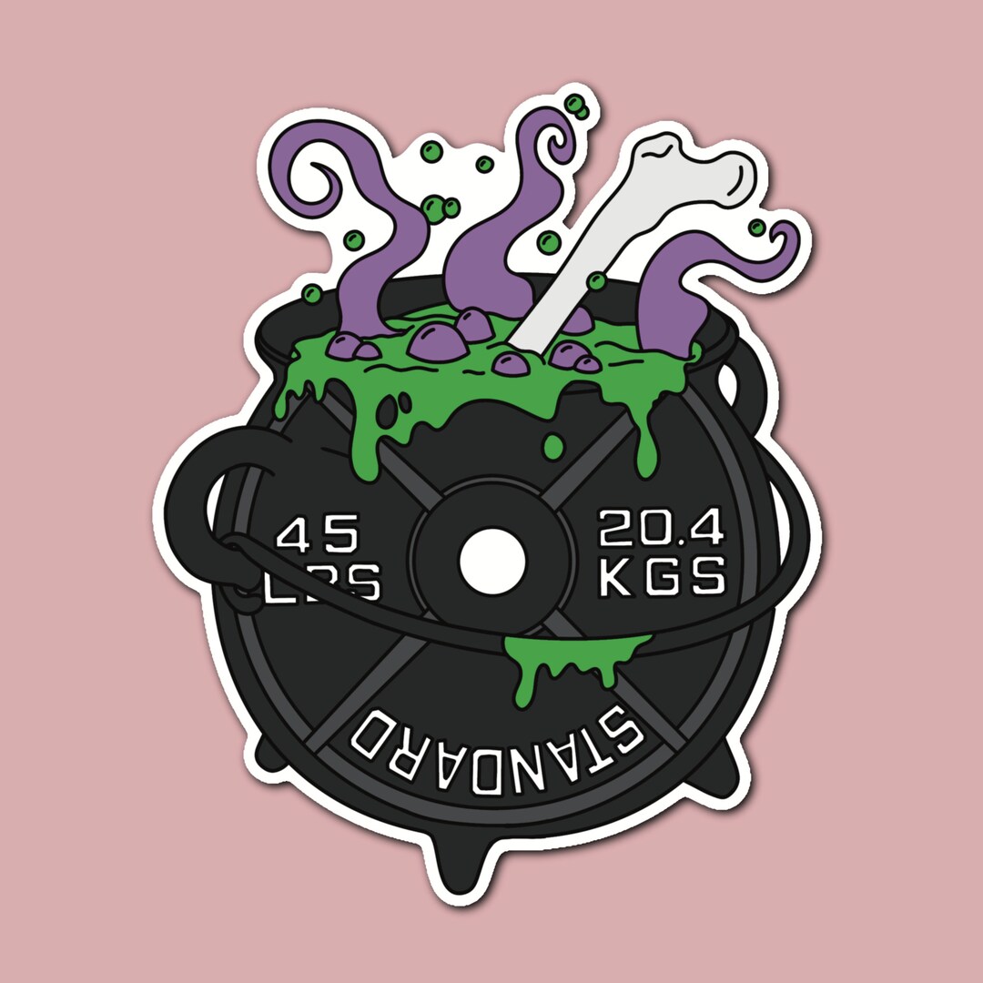 45lb Cauldron Plate Sticker, Halloween Powerlifting Sticker, Spooky ...