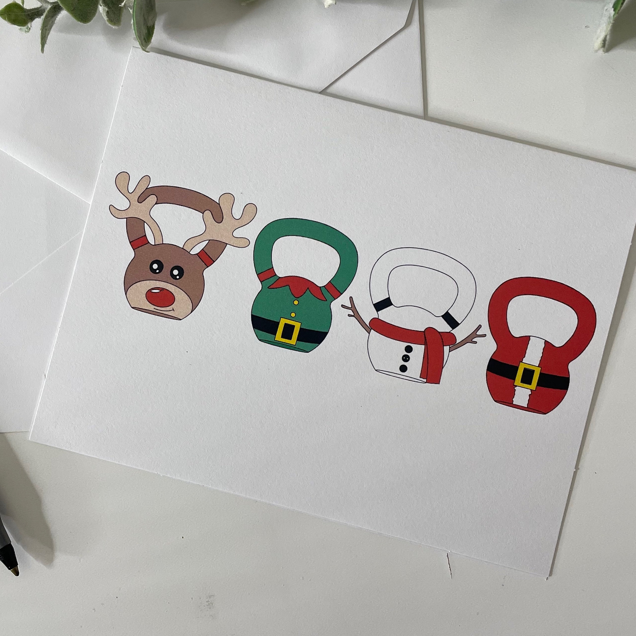 10 Pack Blank Christmas Kettlebell Holiday Cards With Envelopes ...