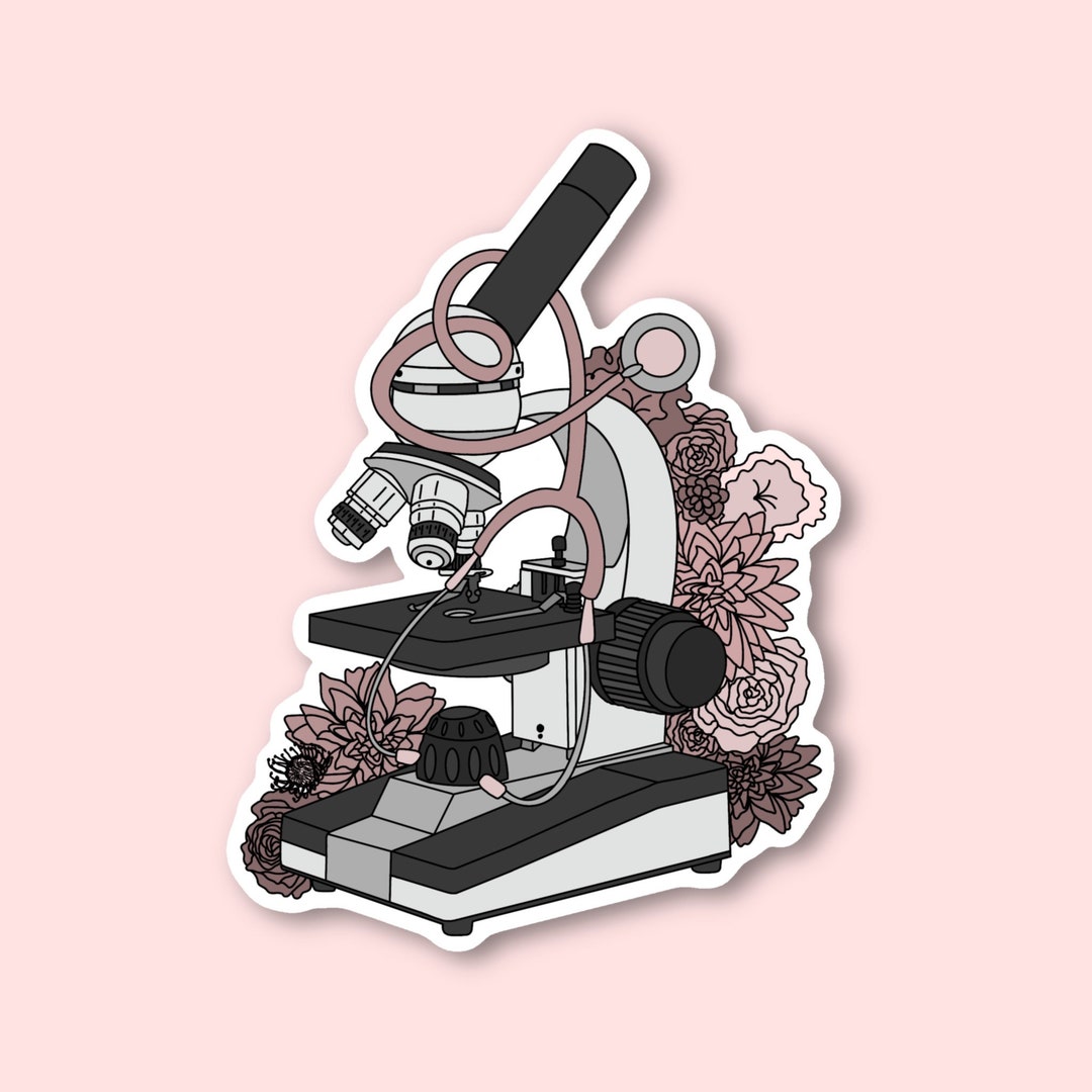 Microscope & Stethoscope With Flowers Sticker, Science Sticker, STEM ...
