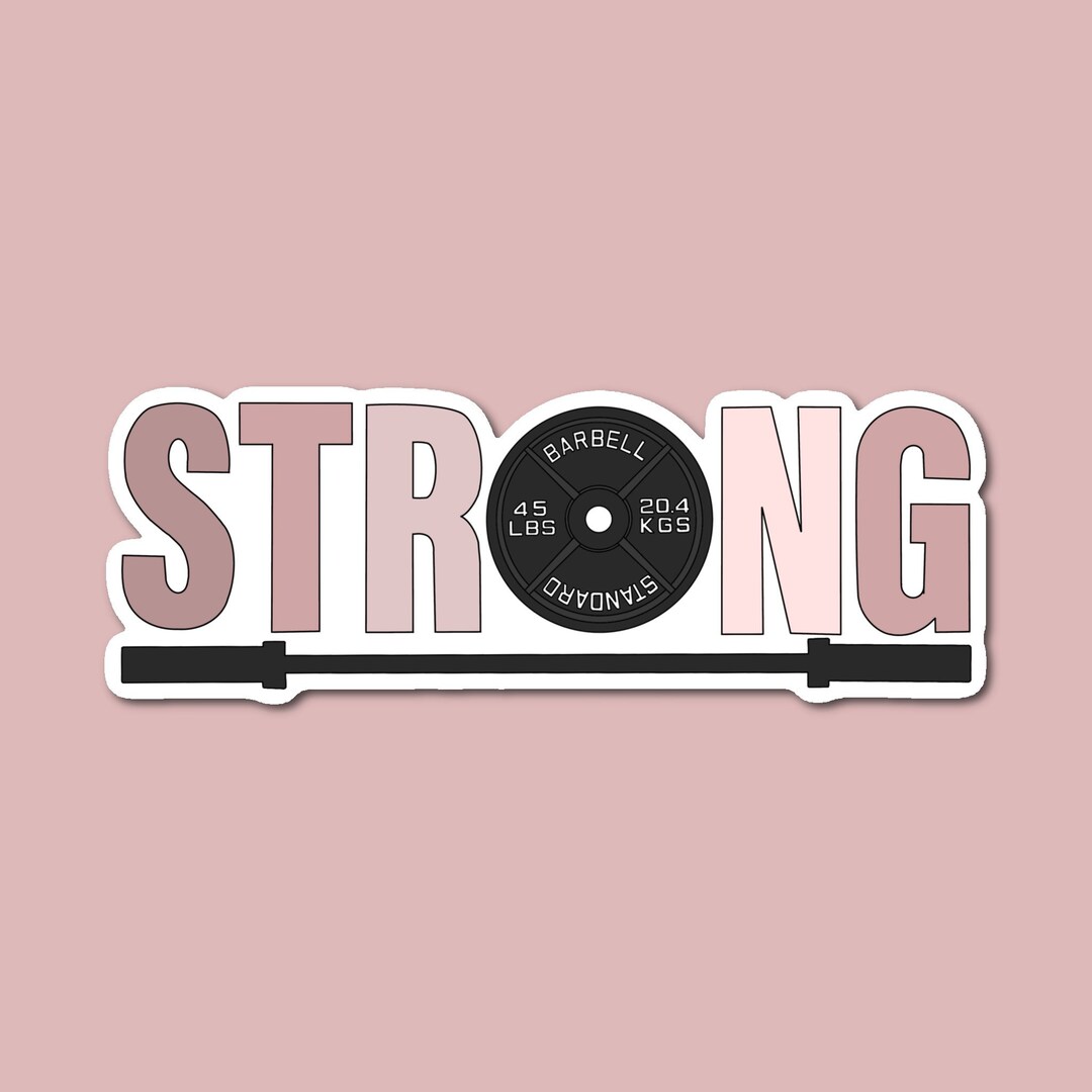 Strong With Barbell Sticker, Powerlifting Sticker, Weightlifting ...