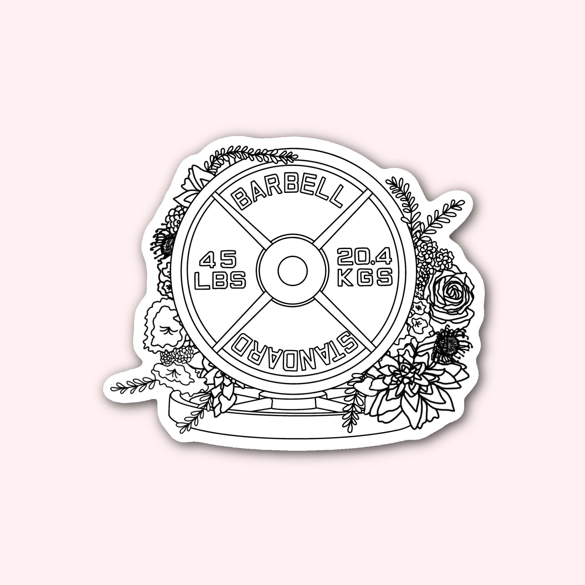 45lb Plate Stack With Flowers Sticker, Powerlifting Sticker ...
