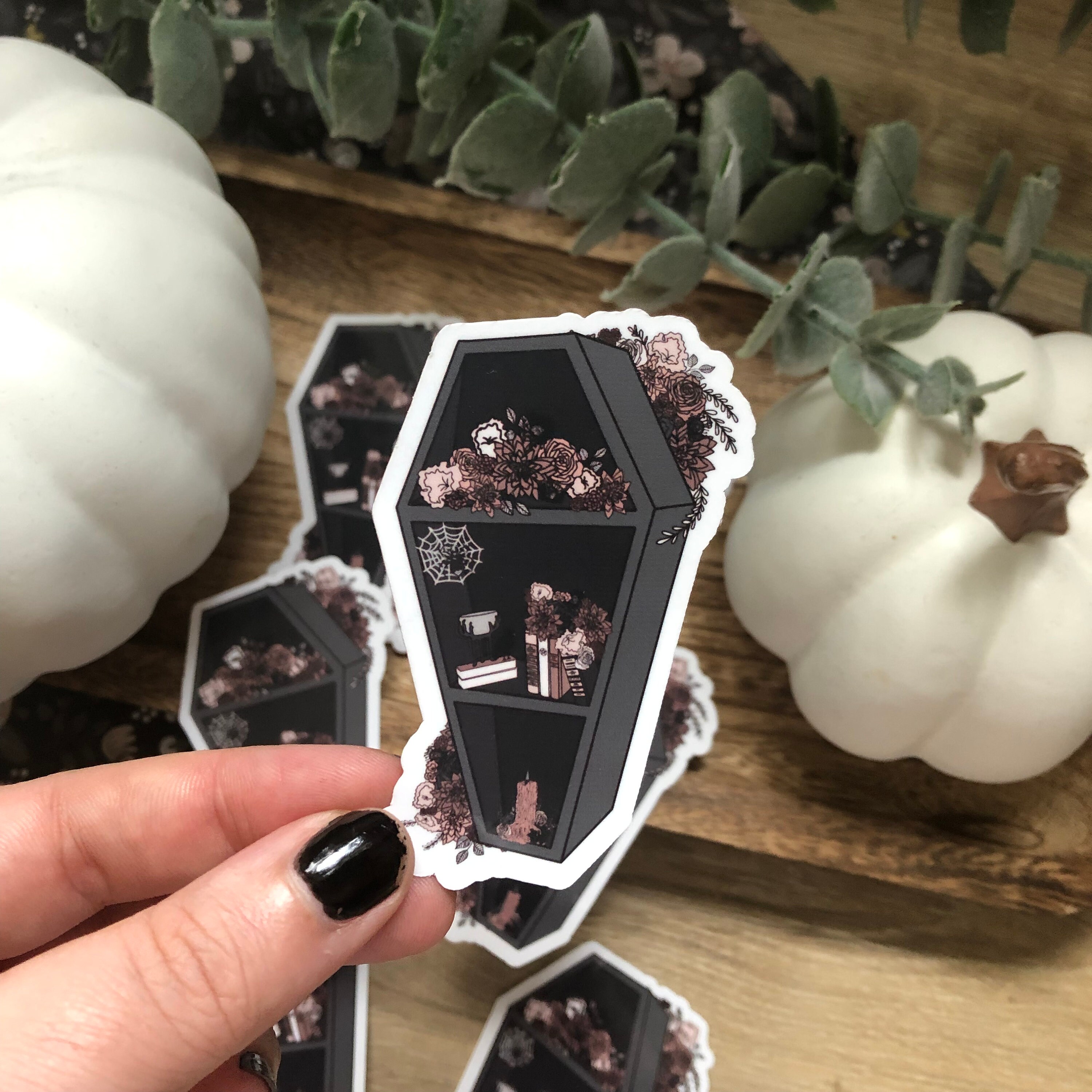Coffin Bookshelf Sticker Halloween Stickers Fall Sticker - Etsy