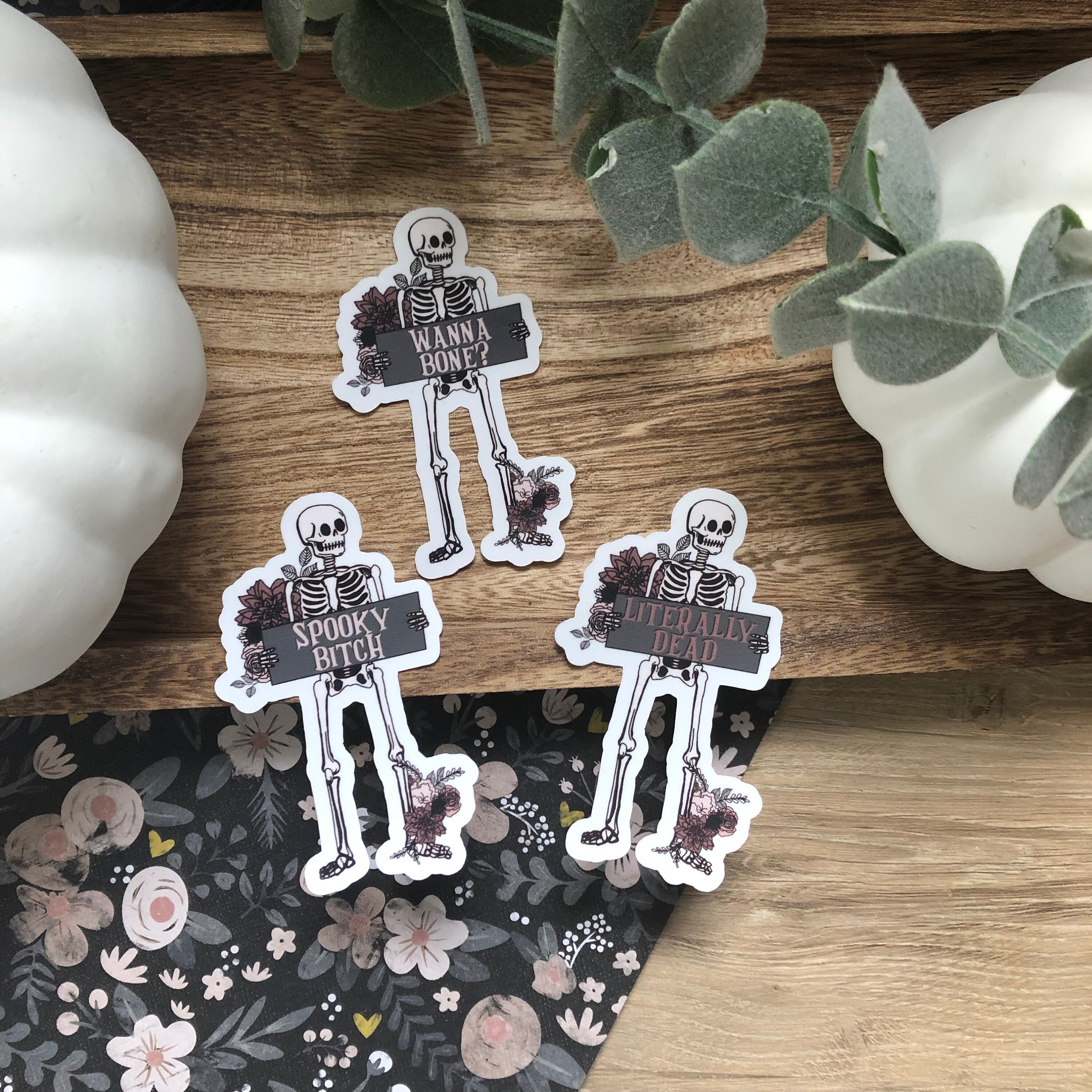Skeleton Sign Sticker Halloween Stickers Fall Sticker | Etsy
