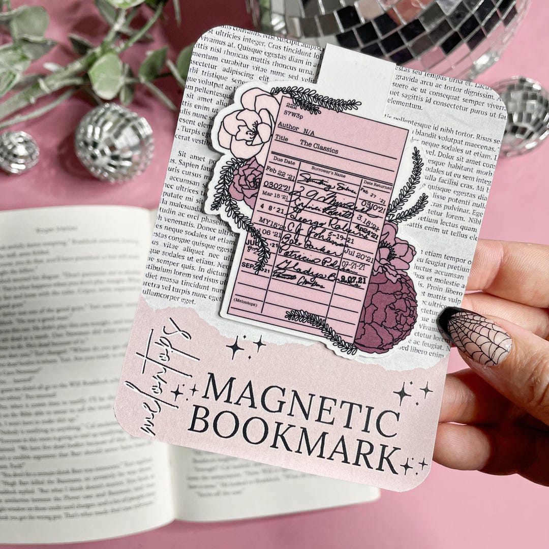 Library Checkout Card Magnetic Bookmark, Double Sided Bookmark, Book ...