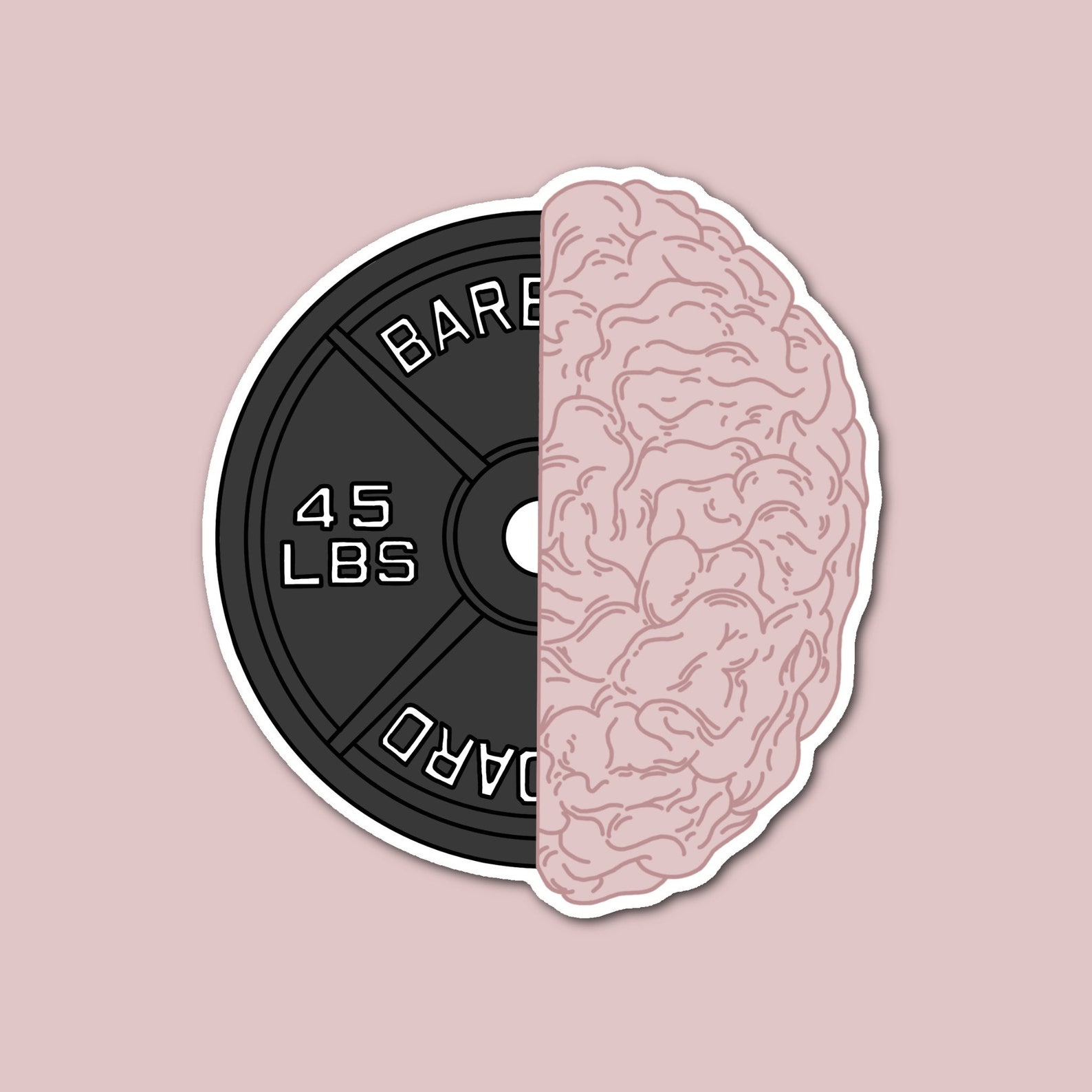 45lb Plate and Brain Sticker, Powerlifting Sticker, Weightlifting ...
