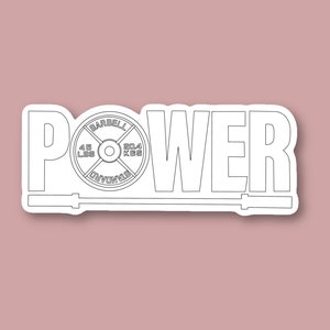 Power With Barbell Sticker, Powerlifting Sticker, 45lb Plate ...