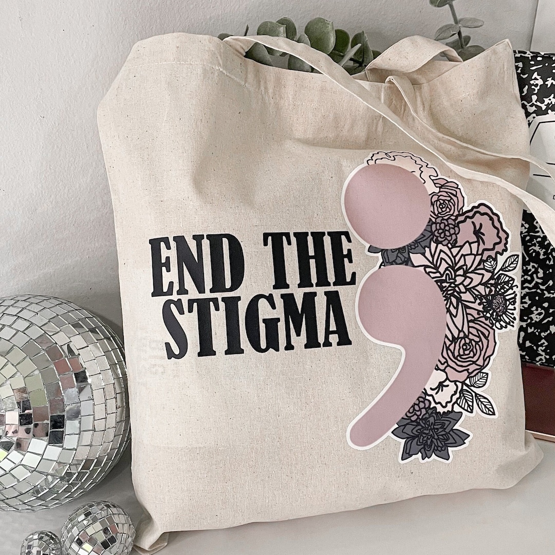 End the Stigma Mental Health Resources Canvas Tote, Mental Health ...