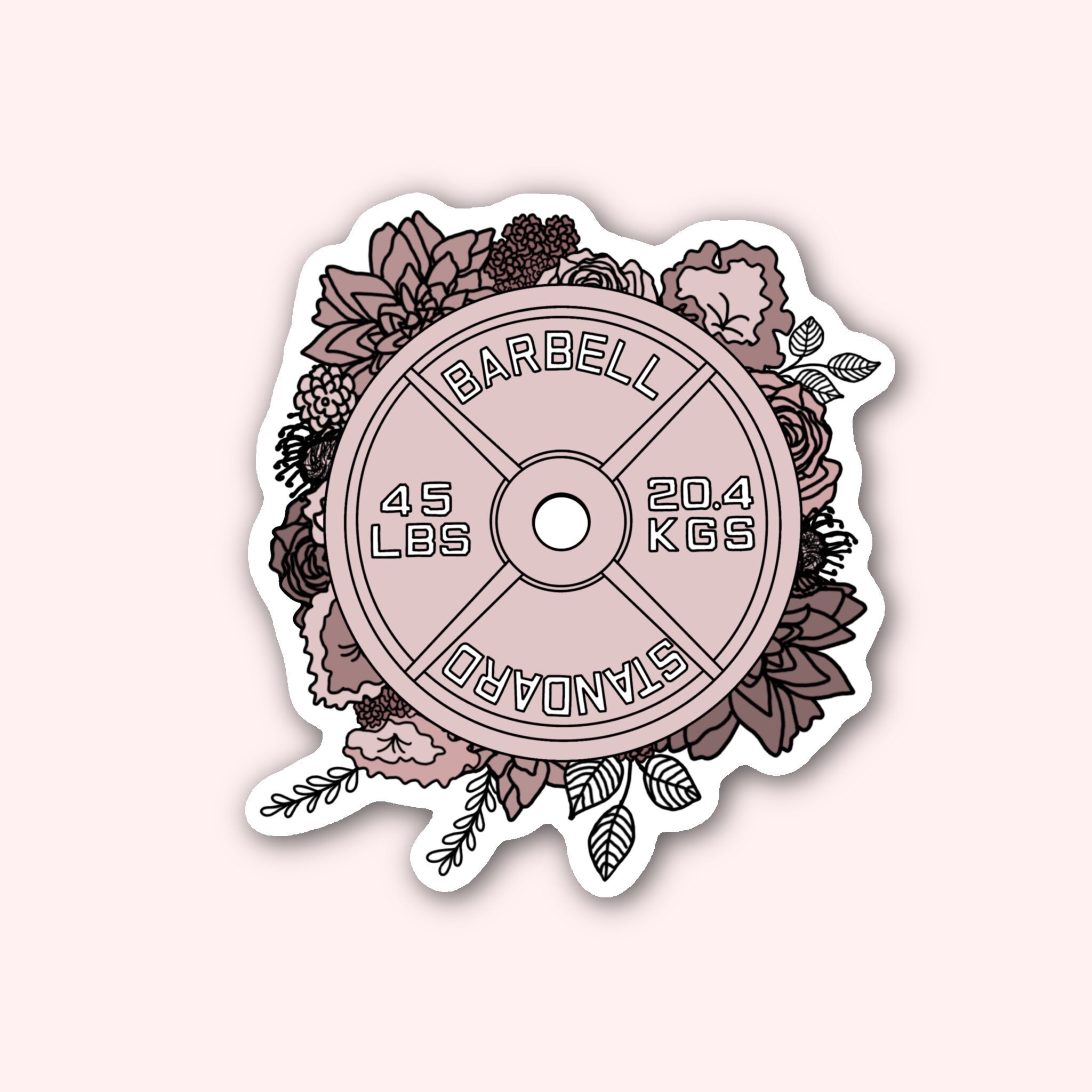 45lb Plate With Flowers Sticker, Powerlifting Sticker, Weightlifting ...