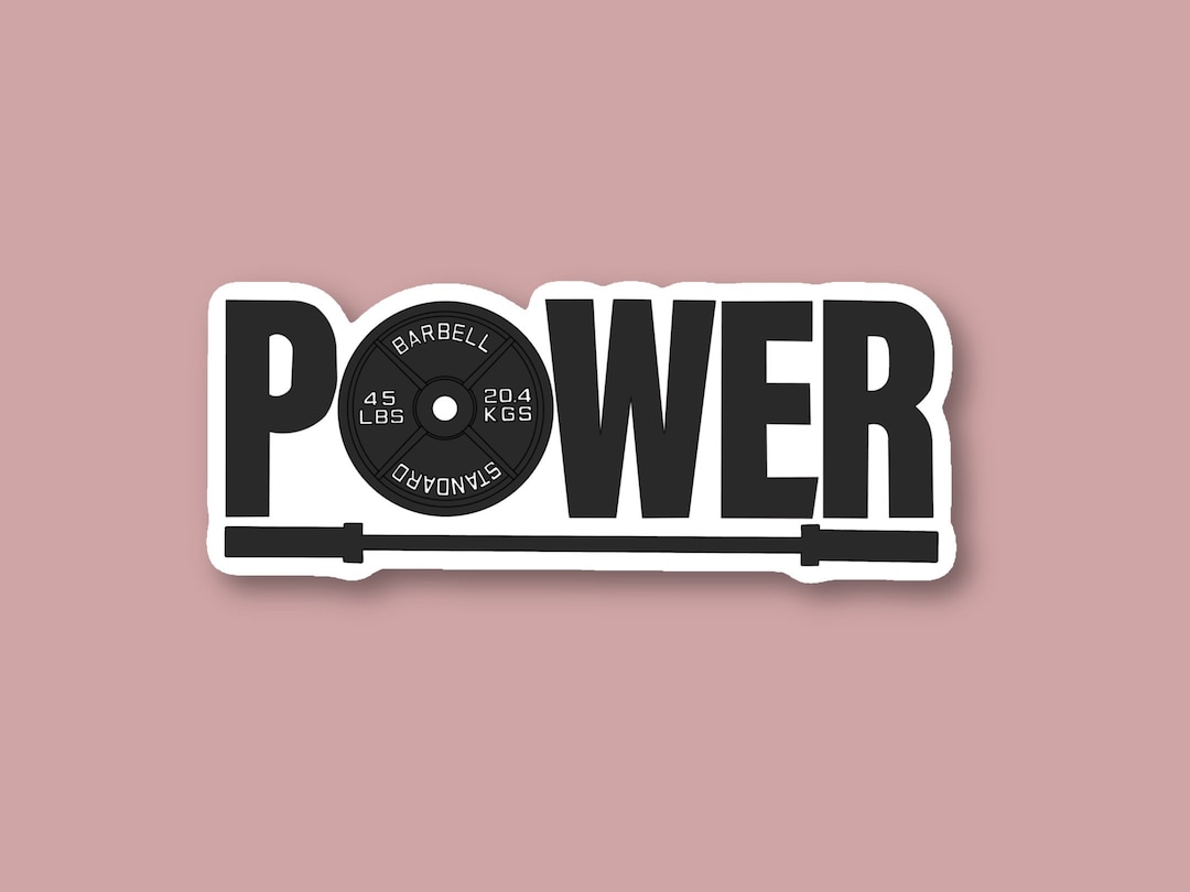 Power With Barbell Sticker, Powerlifting Sticker, 45lb Plate ...
