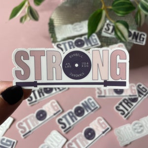 Strong With Barbell Sticker, Powerlifting Sticker, Weightlifting ...