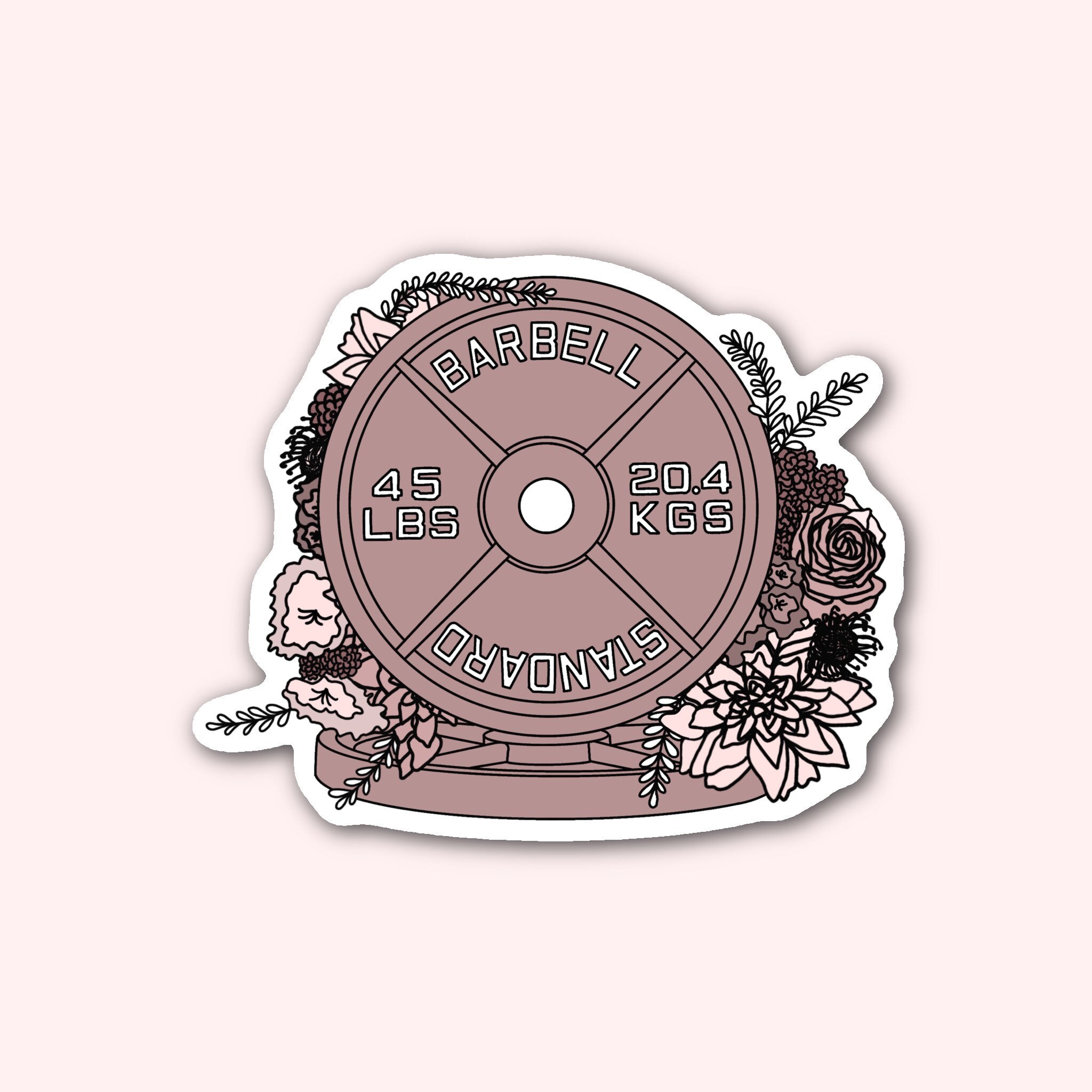 45lb Plate Stack With Flowers Sticker, Powerlifting Sticker ...
