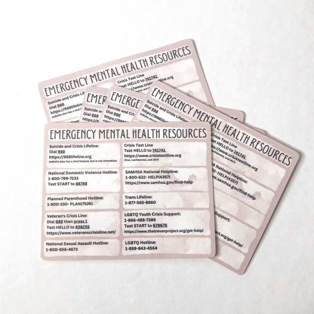 Mental Health Resource Card Laminated Mental Health Matter - Etsy