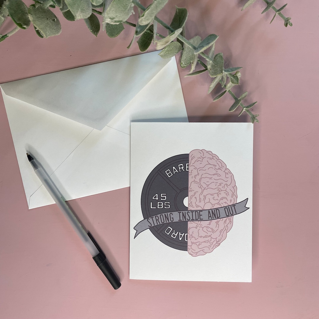 Strong Inside and Out Blank Powerlifting Greeting Card With Envelope ...