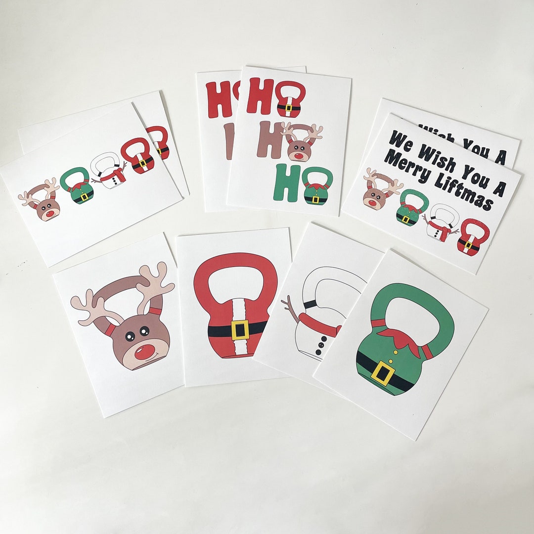 10 Pack Blank Christmas Kettlebell Holiday Cards With Envelopes ...