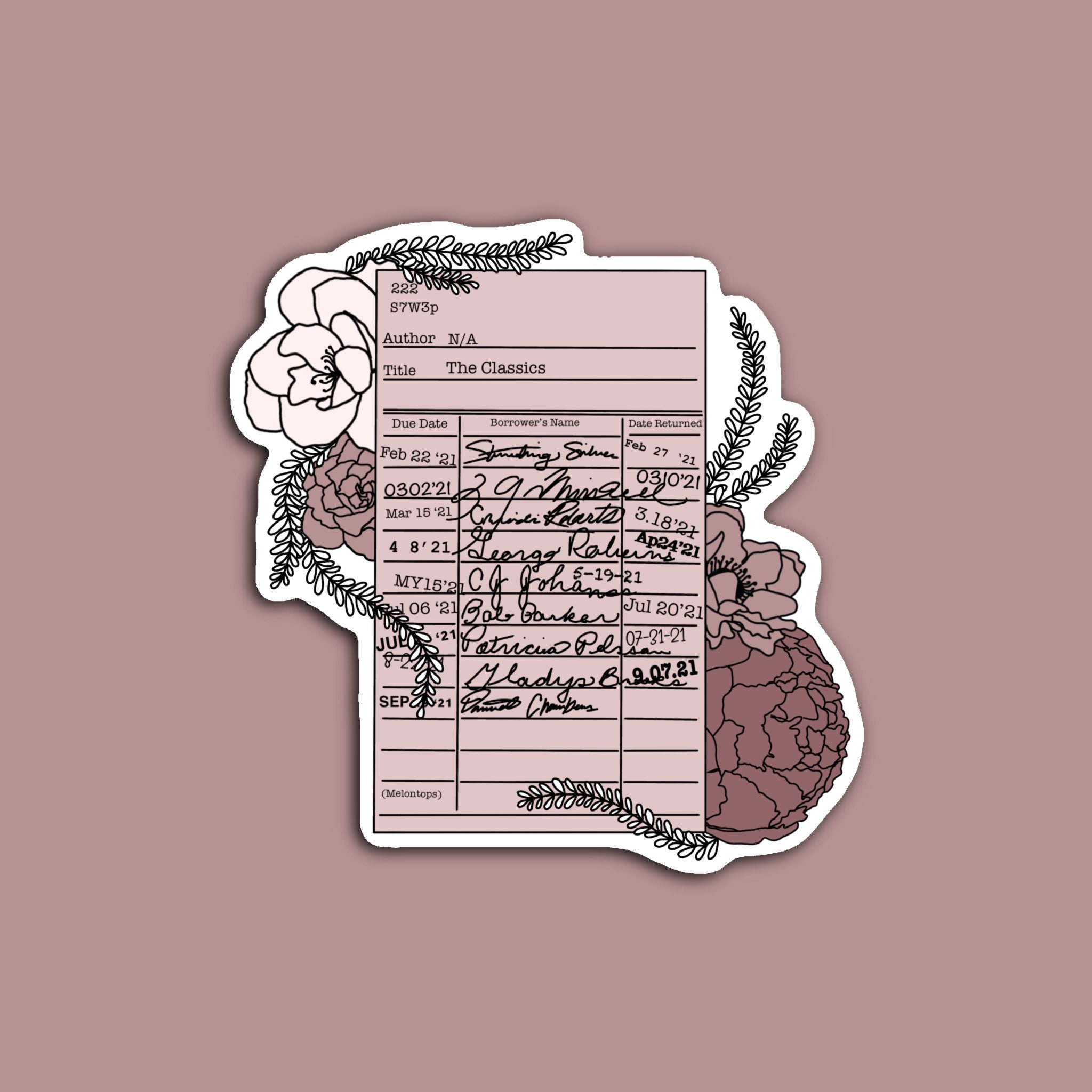 Library Checkout Card Water Resistant Sticker Librarian | Etsy