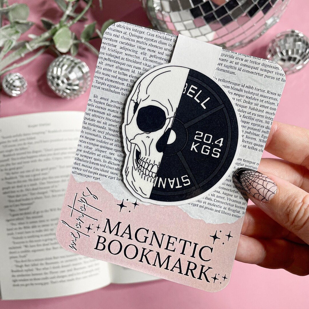 Skull and Plate Magnetic Bookmark, Book Lover Gift, Gym Lover Gift ...