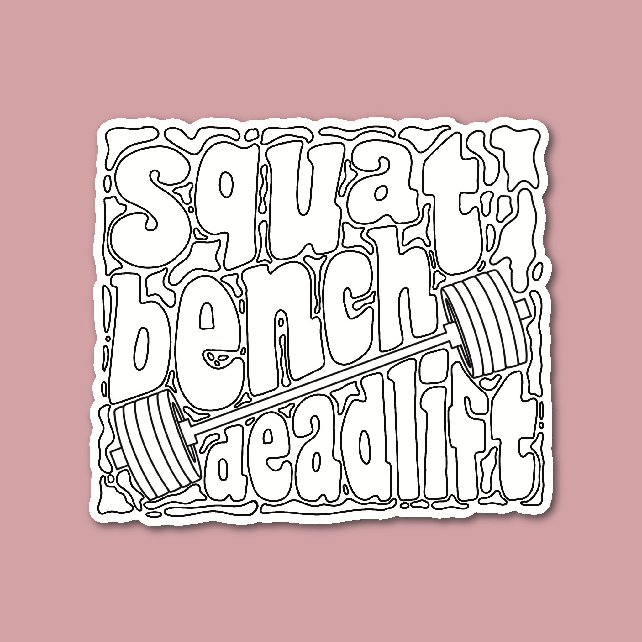Groovy Squat Bench Deadlift Powerlifting Sticker, Weightlifting Sticker ...