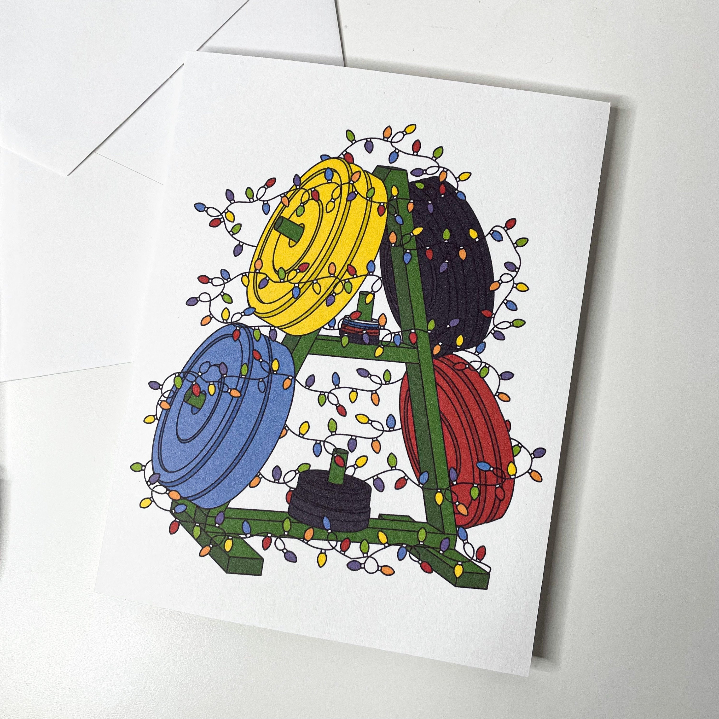 Weightlifting Christmas Tree Blank Greeting Card With Envelope ...