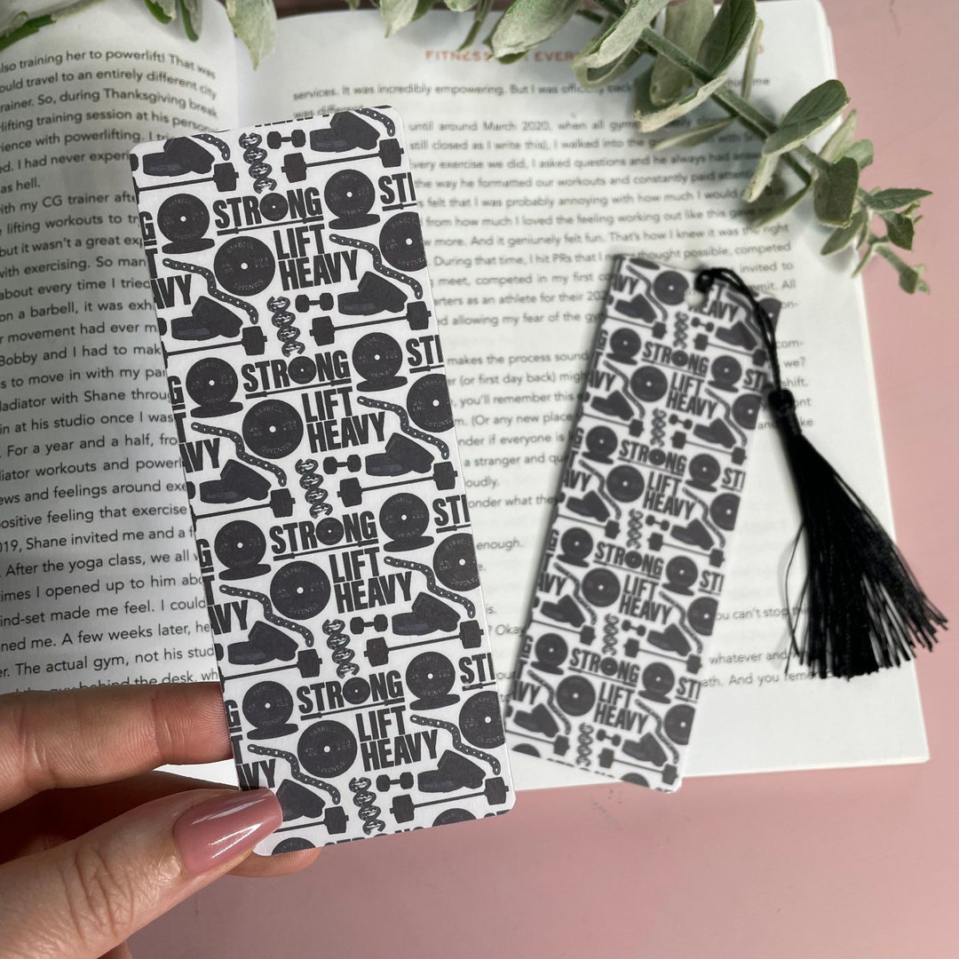 Lift Heavy Black Patterned Bookmark With Tassel, Book Lover Gift, Gym ...