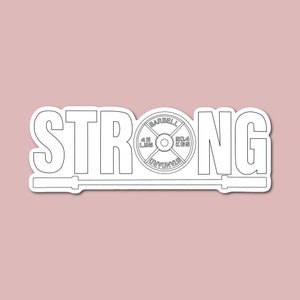 Strong With Barbell Sticker, Powerlifting Sticker, Weightlifting ...