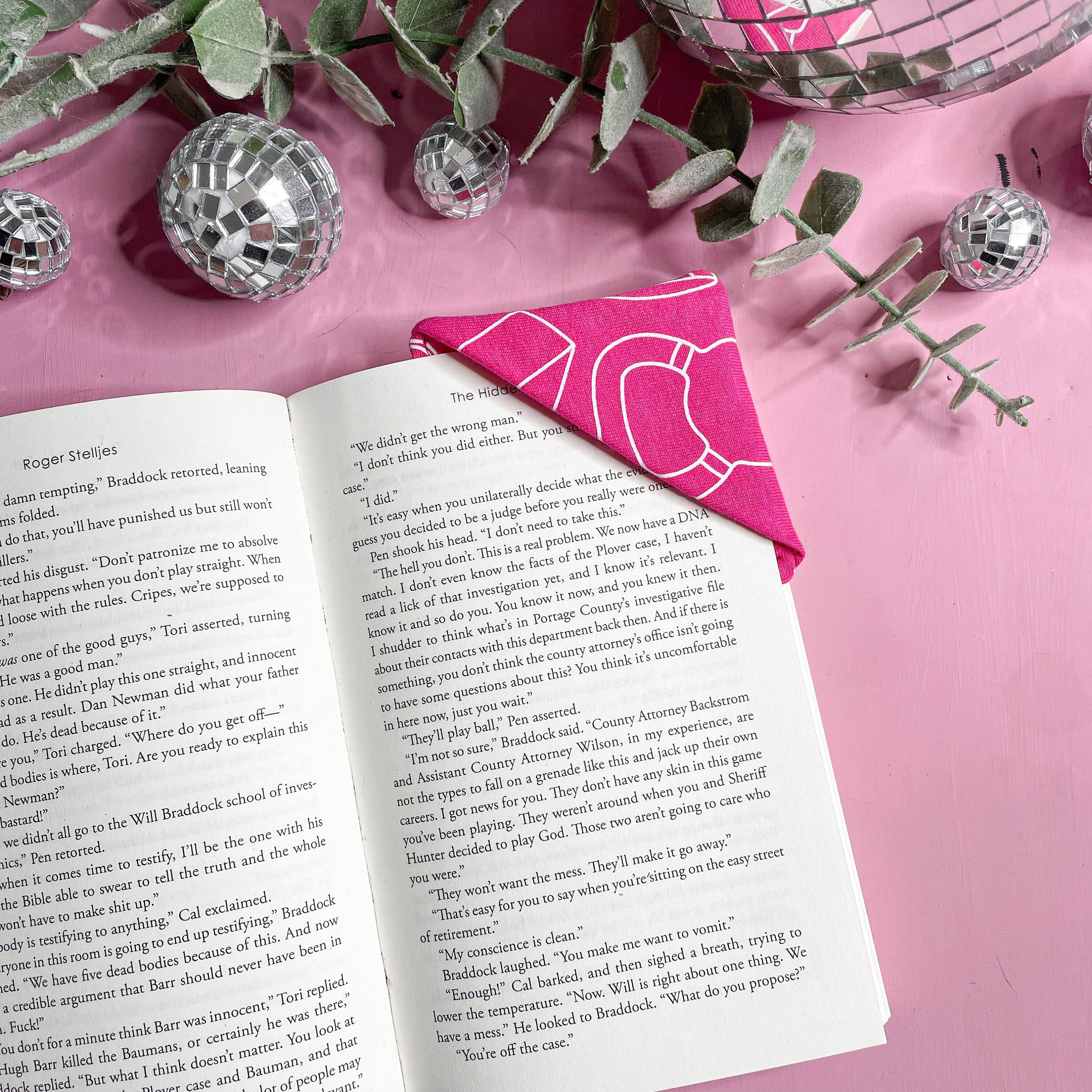 Pink Gym Doodles Fabric Corner Bookmark: Book Lover Gift - Etsy