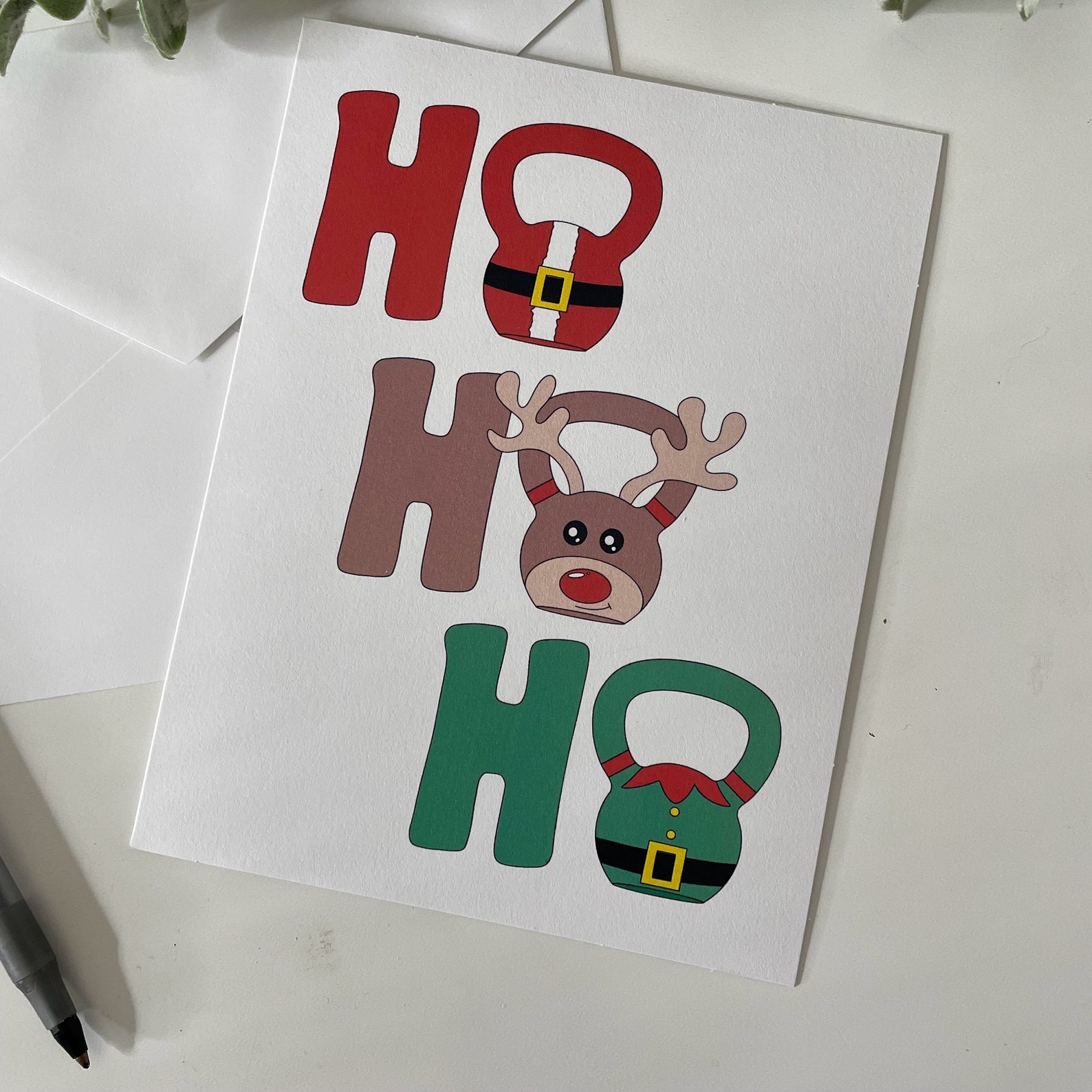 10 Pack Blank Christmas Kettlebell Holiday Cards With Envelopes ...
