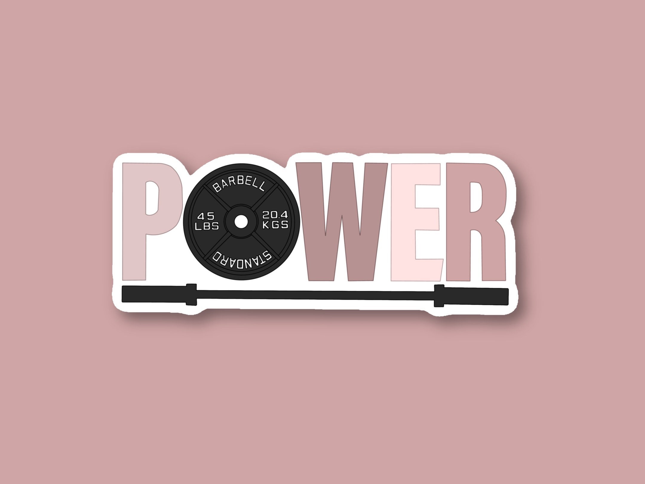 Power With Barbell Sticker, Powerlifting Sticker, 45lb Plate ...