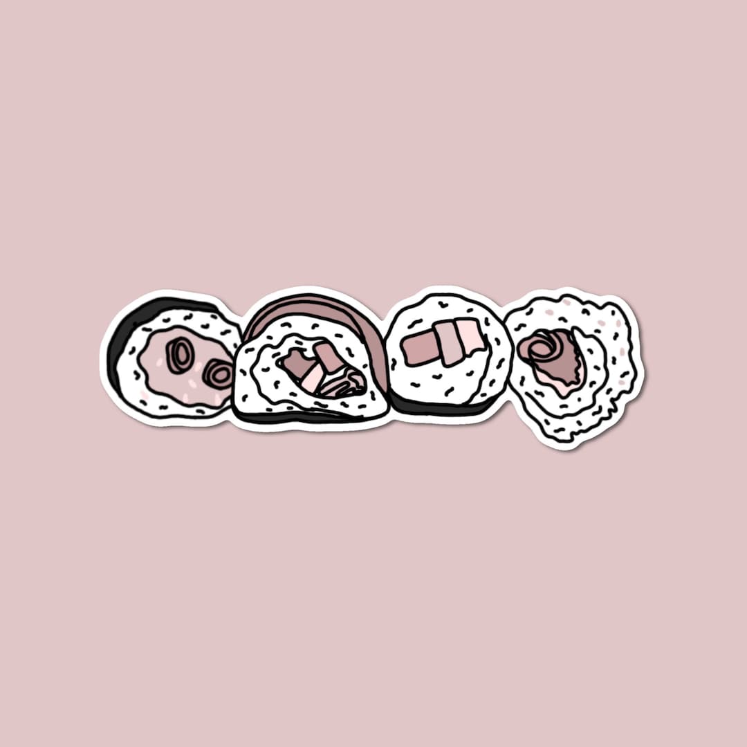 Sushi Roll Sticker, Pink Food Sticker, Laptop Sticker - Etsy