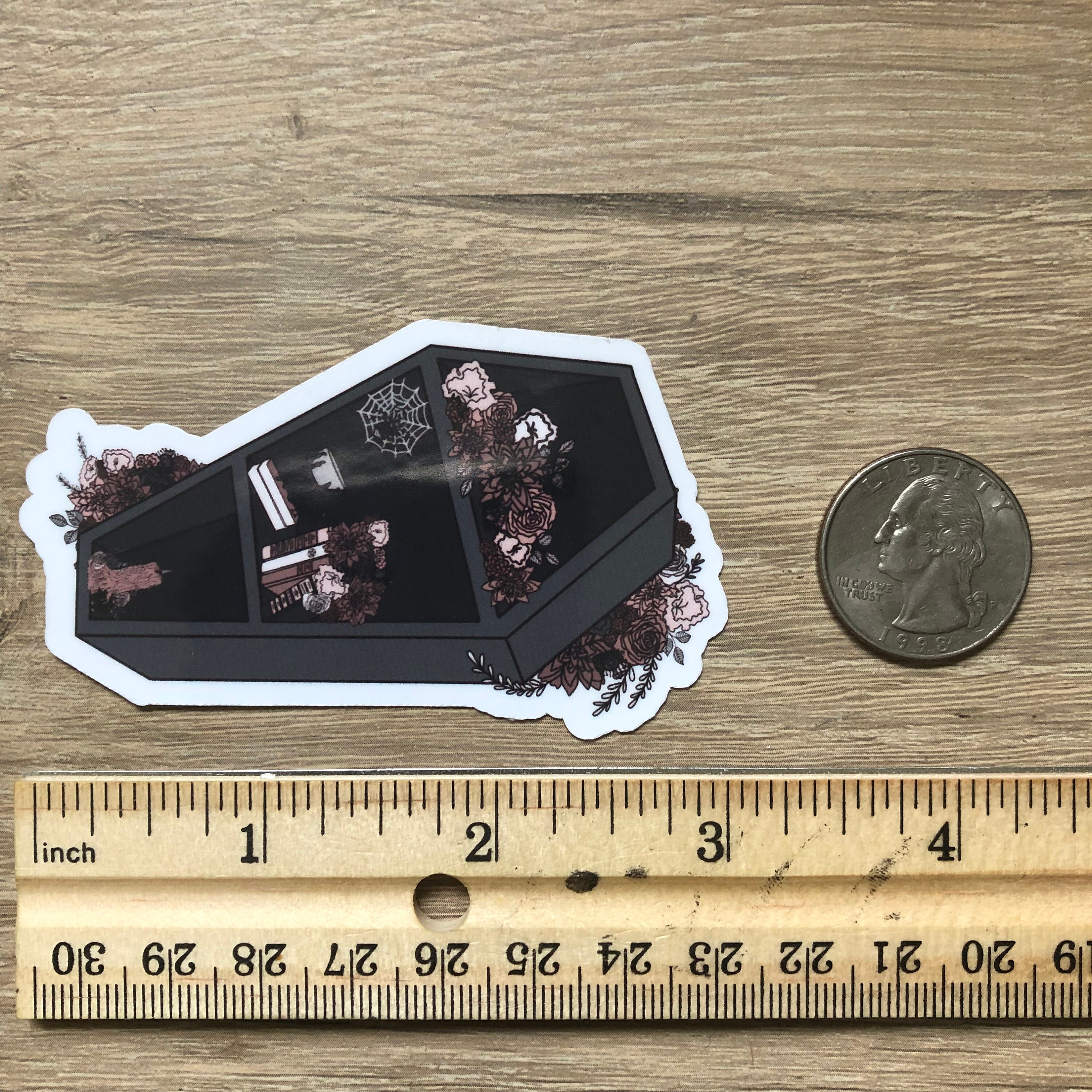 Coffin Bookshelf Sticker Halloween Stickers Fall Sticker - Etsy