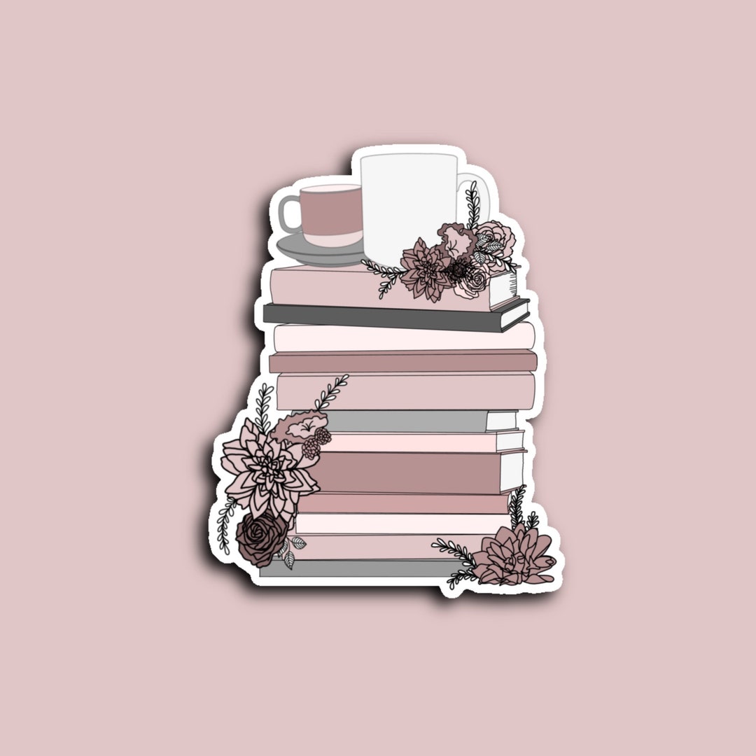 Floral Bookstack Sticker, Librarian Sticker, Book Sticker, Reader ...