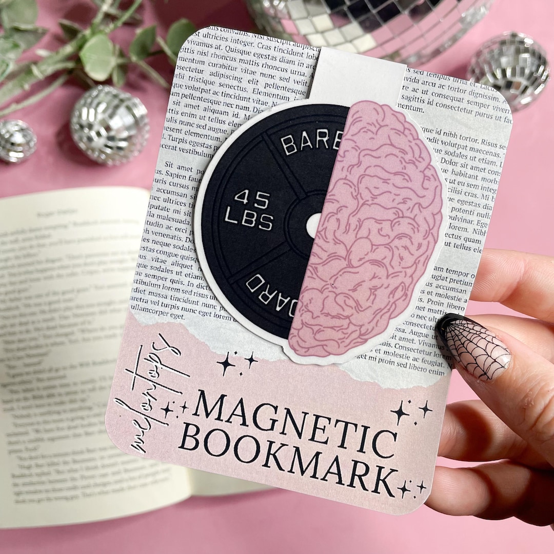 45lb Plate and Brain Magnetic Bookmark, Book Lover Gift, Mental Health ...