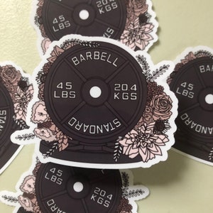 45lb Plate Stack With Flowers Sticker, Powerlifting Sticker ...