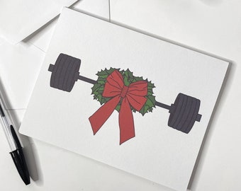 Weightlifting Christmas Tree Blank Greeting Card With Envelope ...