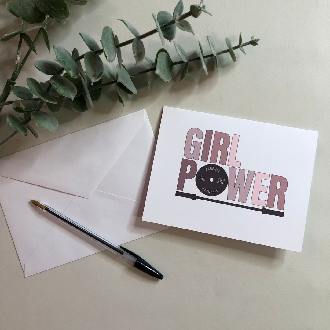 Girl Power Blank Greeting Card With Envelope, Powerlifting Women ...