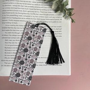 Lift Heavy Pink Patterned Bookmark With Tassel, Book Lover Gift, Gym ...