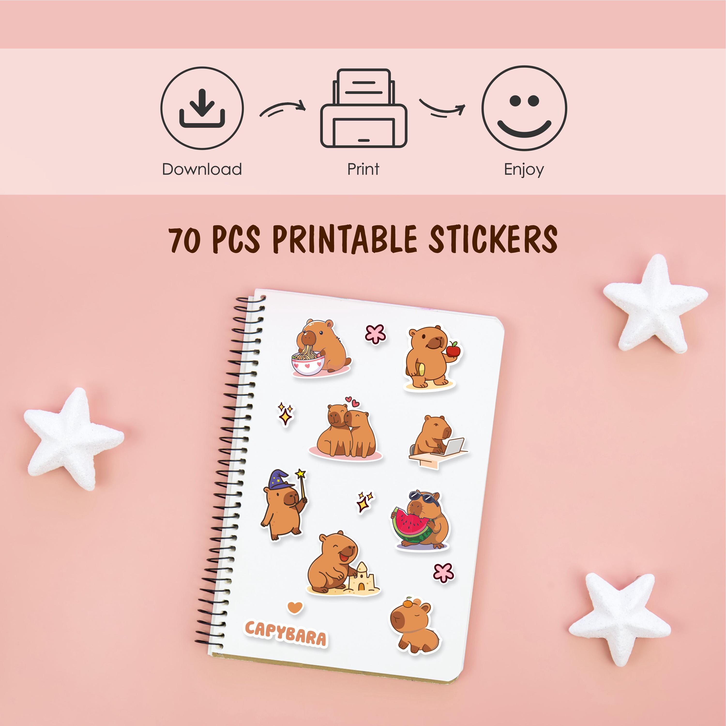Capybara Digital Stickers | Kawaii SVG - PNG Bundle | Cricut ...