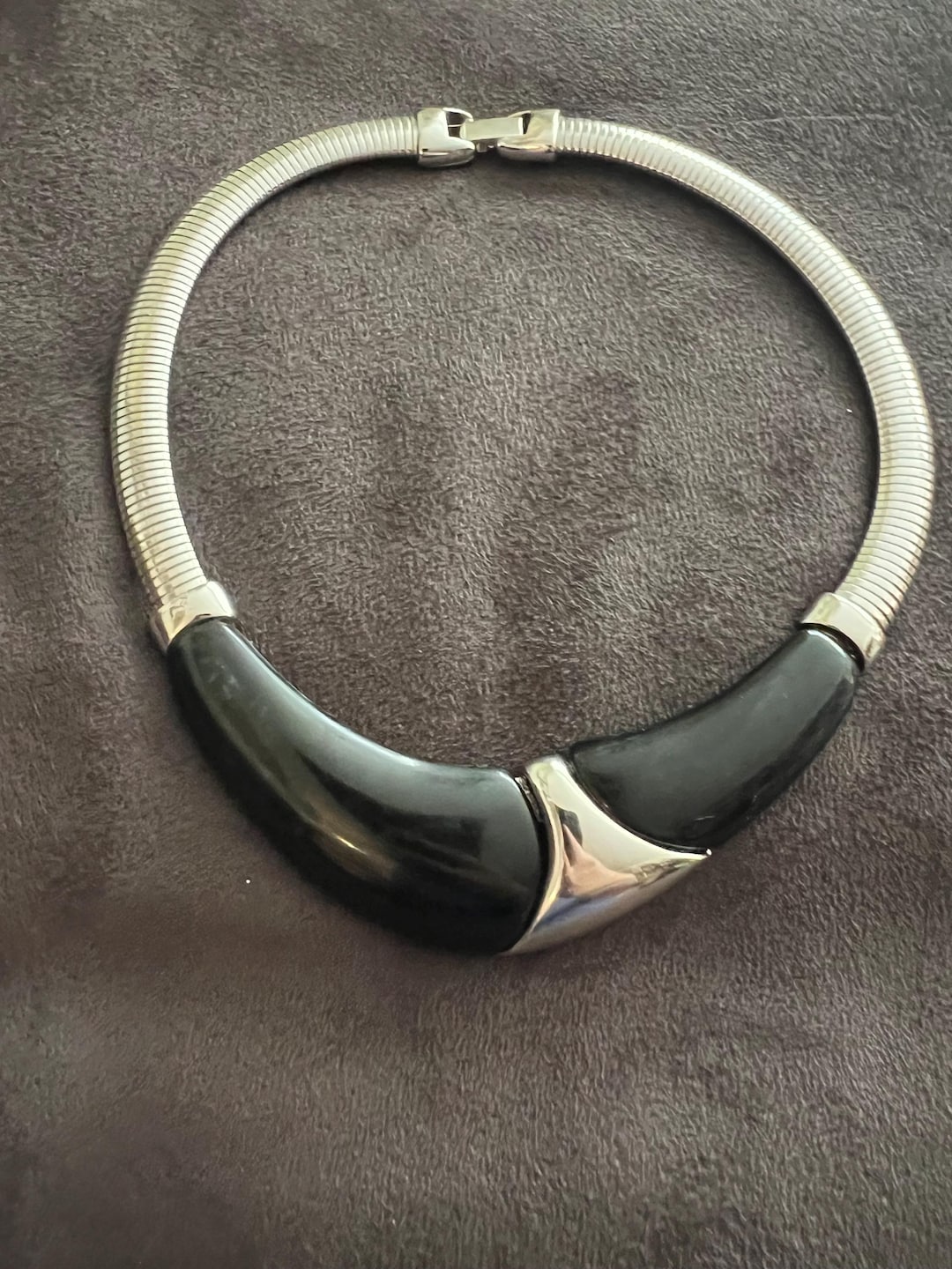 Vintage Napier Black Lucite Silver Tubogas Choker Snap Clasp - Etsy