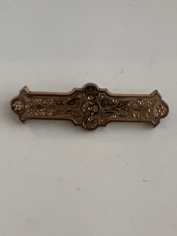 Victorian Gold Front Bar Pin - Gem