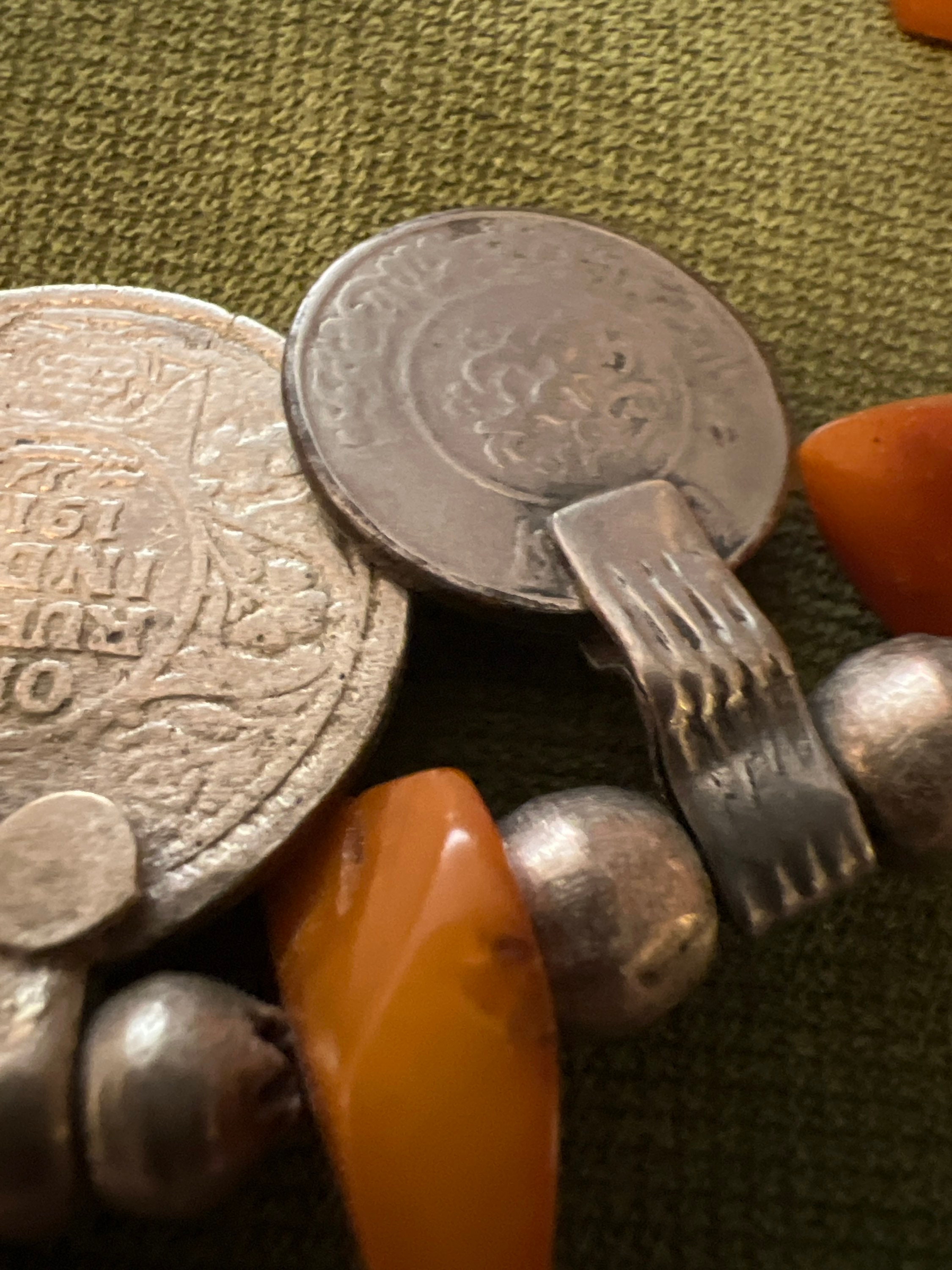 Vintage Edwardian Mughal Indian Handmade Amber and Coins 1913 King ...
