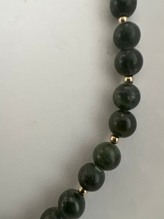 14K Nephrite Jade 6mm Bead Necklace 16inches - Gem