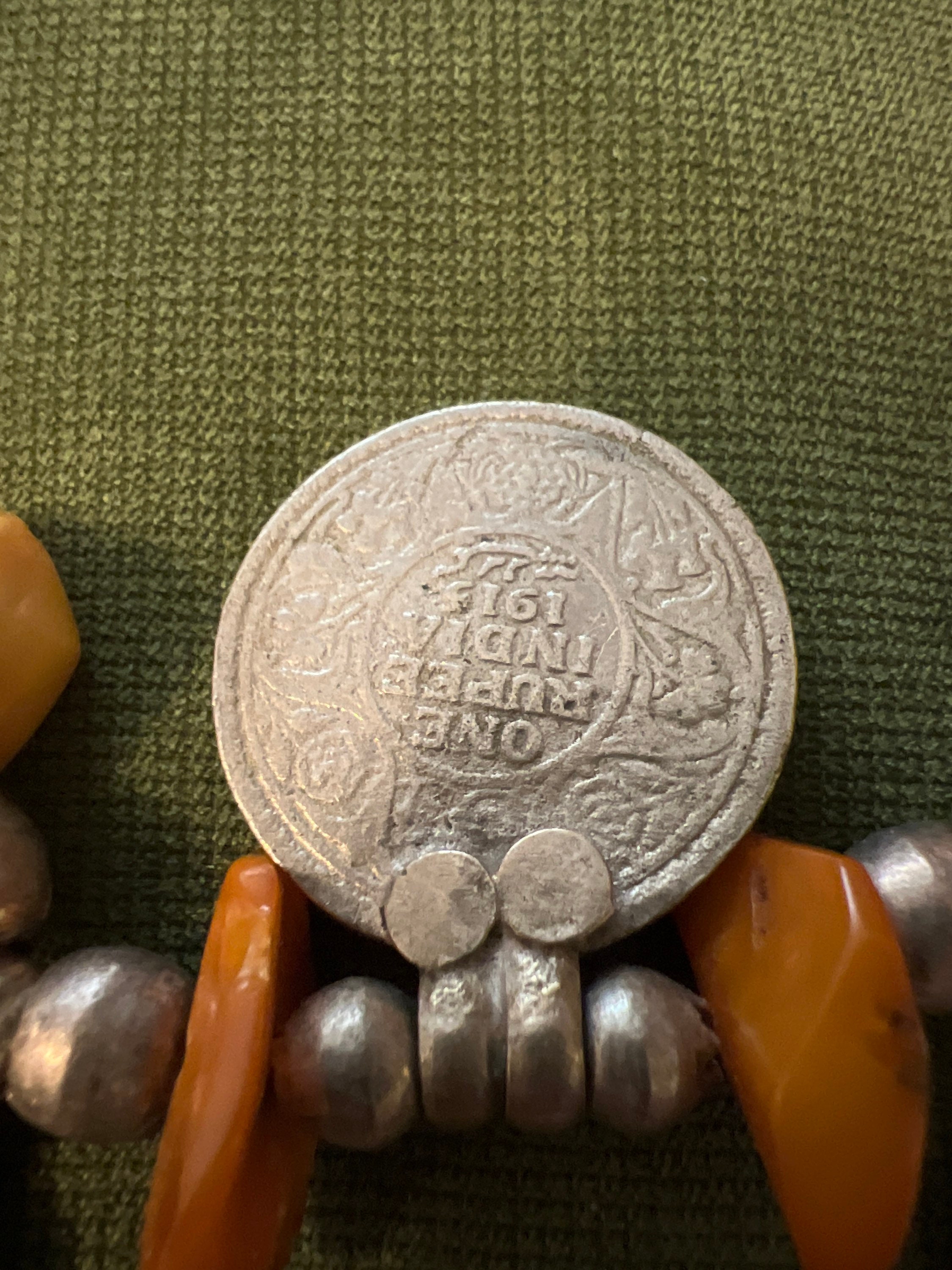 Vintage Edwardian Mughal Indian Handmade Amber and Coins 1913 King ...