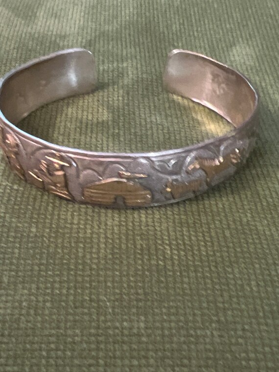 TA Begay Navajo Storyteller Sterling and Gold Filled Cuff Bracelet Etsy