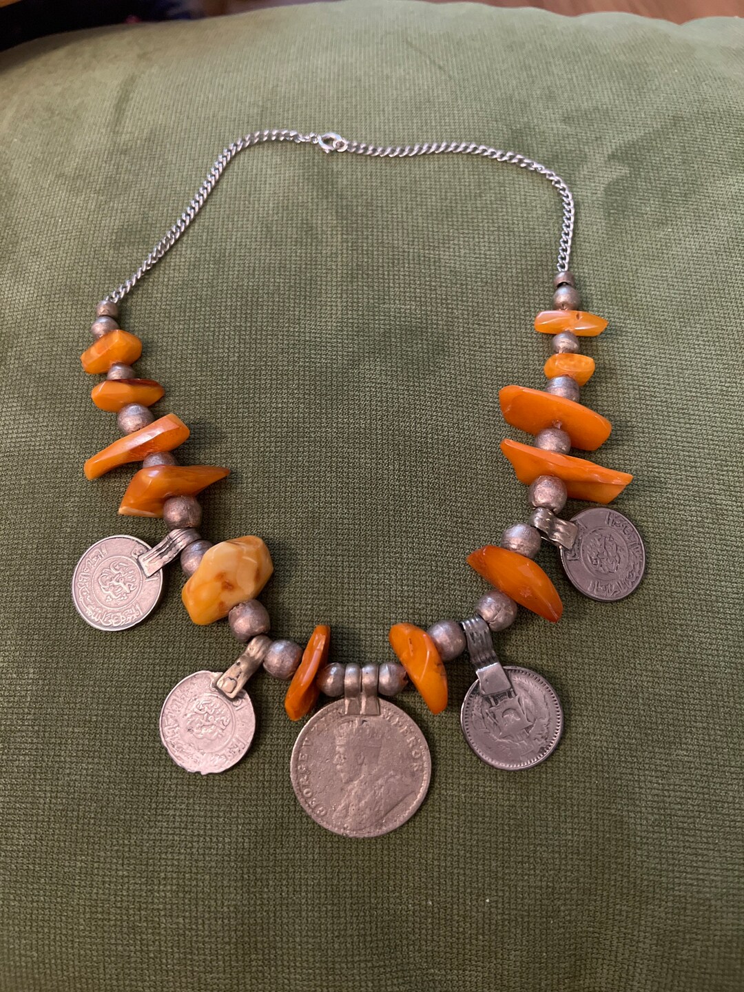 Vintage Edwardian Mughal Indian Handmade Amber and Coins 1913 King ...