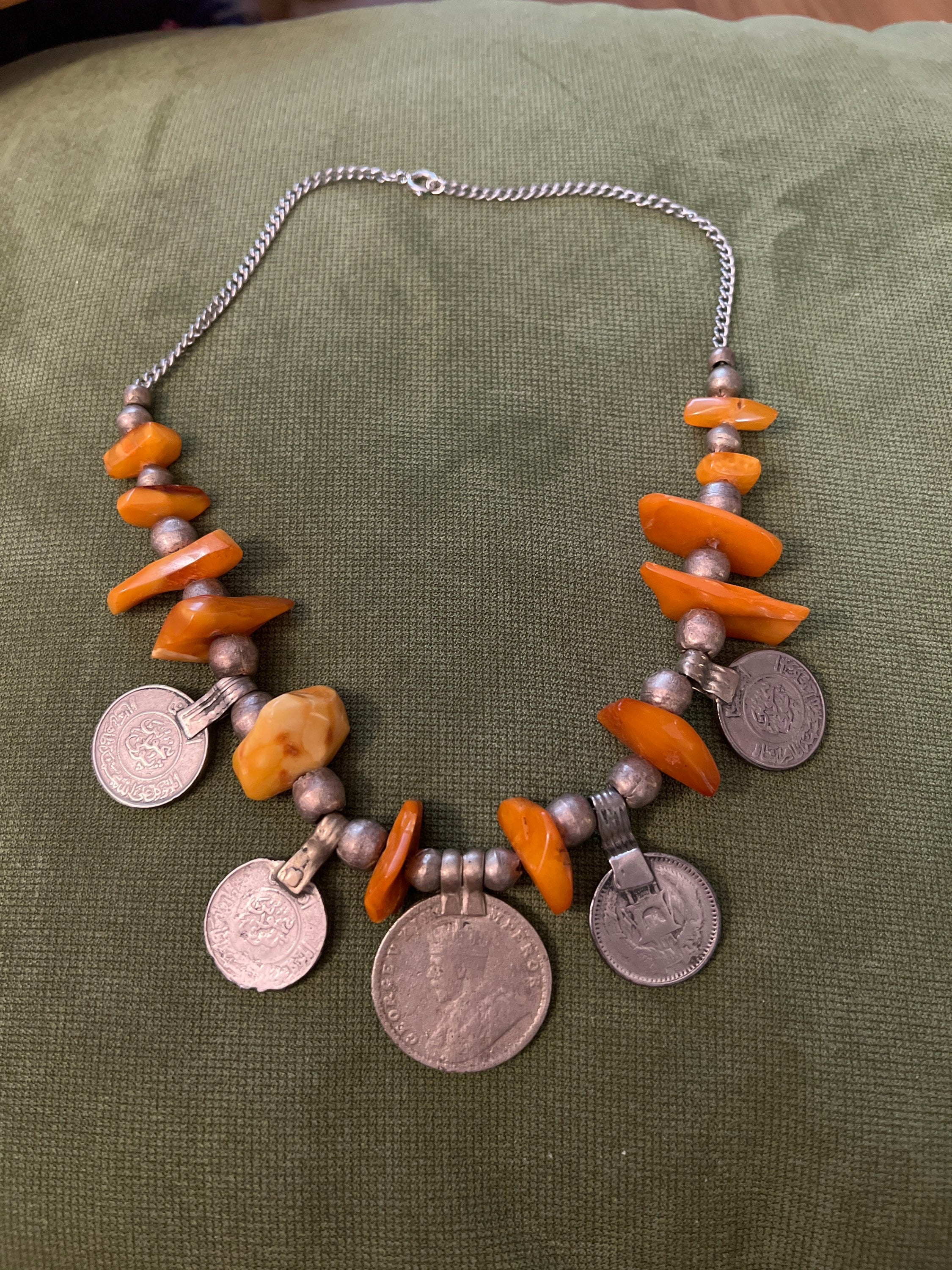 Vintage Edwardian Mughal Indian Handmade Amber and Coins 1913 King ...