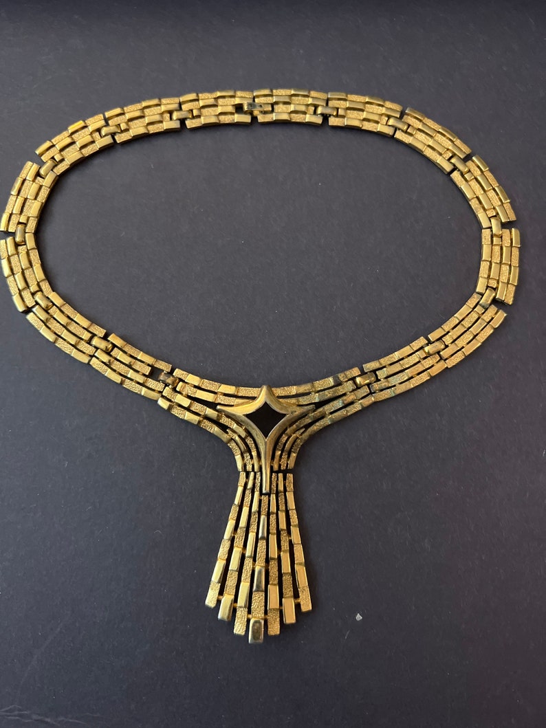 Crown Trifari Goldtone Choker Bamboo Texture - Etsy