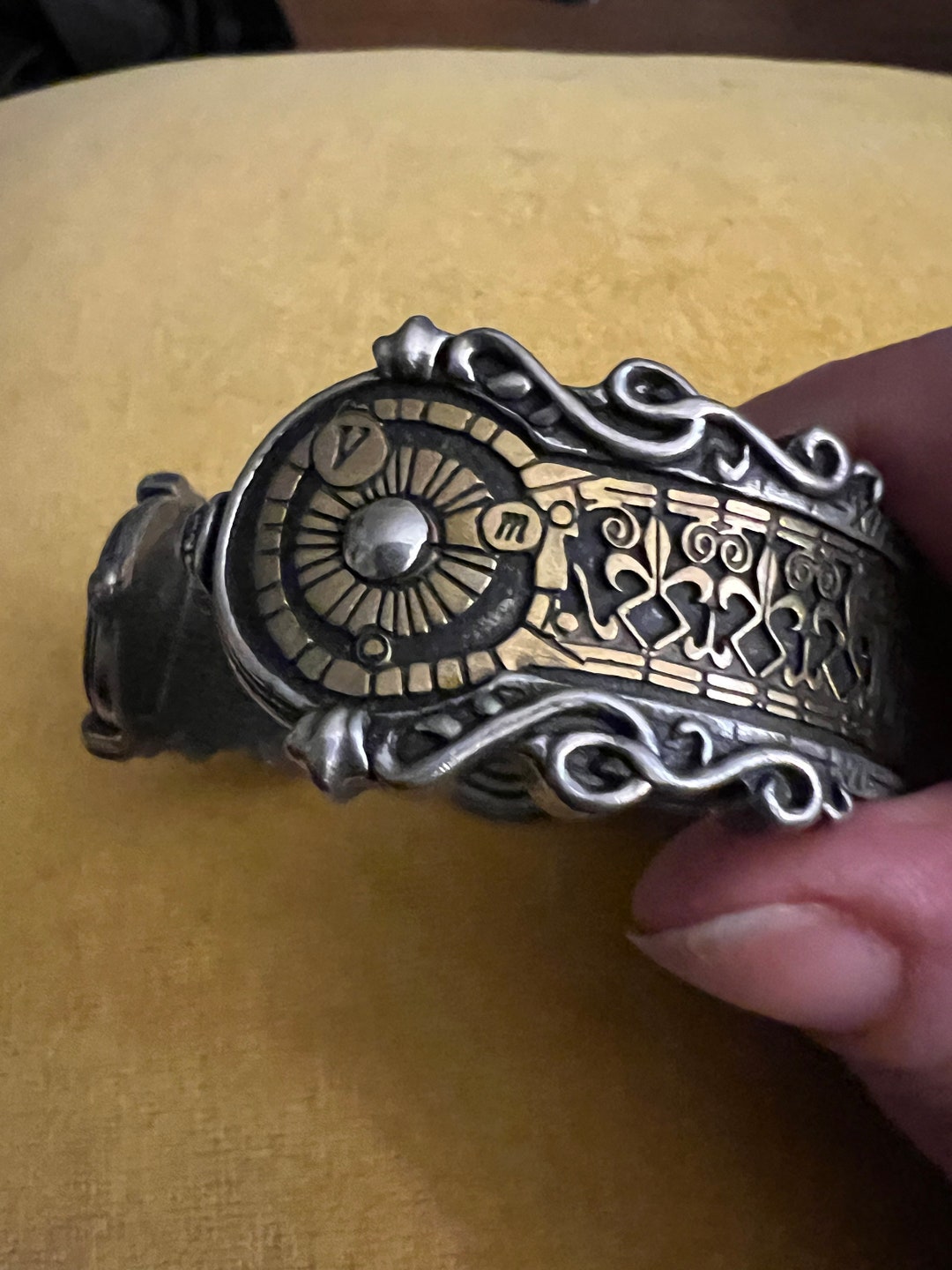 Pewter and Gold Plated Adjustable Bracelet - Etsy