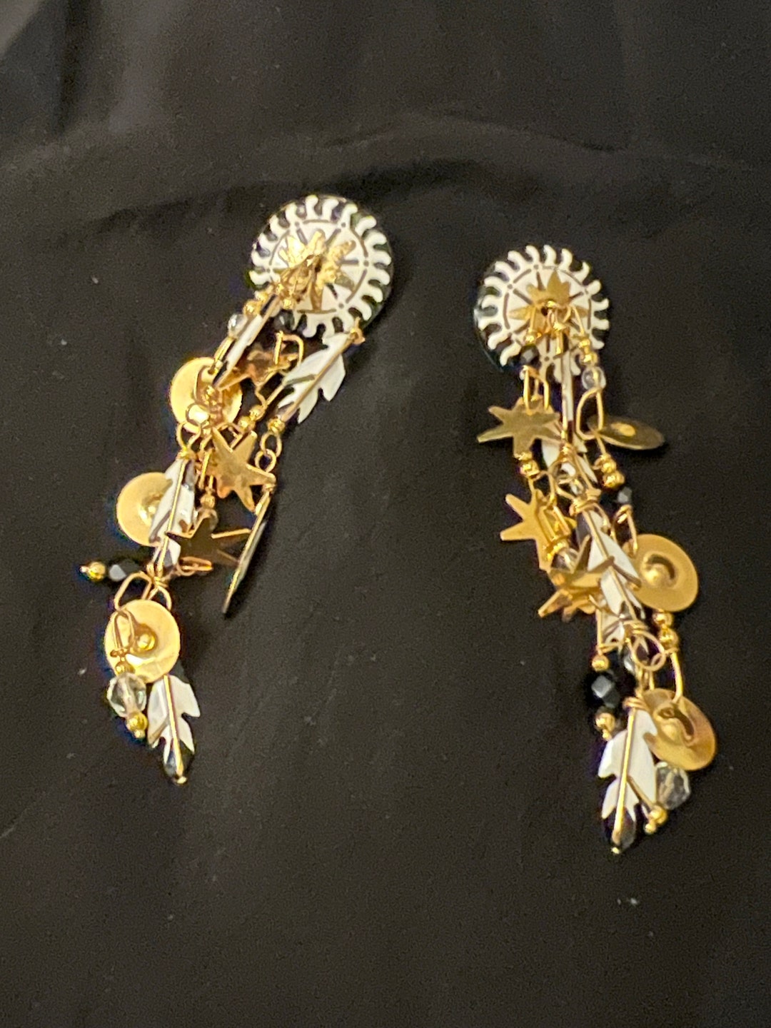 Sun Star Feathers Theme Lunch at the Ritz Earrings in Mint Condition - Etsy