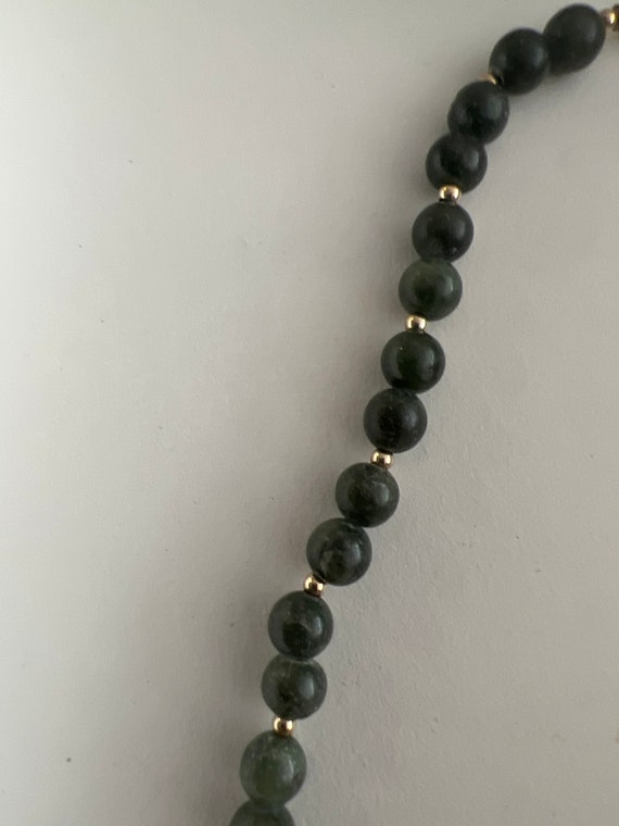 14K Nephrite Jade 6mm Bead Necklace 16inches - Gem