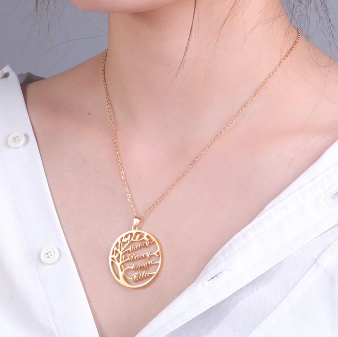 Family Chain Name Chain Family Tree Silver Rose Gold or - Etsy
