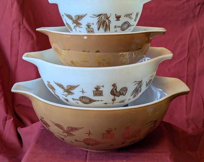 Vintage Pyrex Early American Cinderella Bowls Set of 4 - Etsy